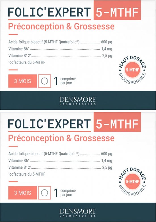 Densmore Folic'Expert 5-MTHF Preconceptie & Zwangerschap Set van 2 x 90 ...