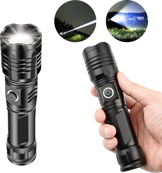 Melmö Zaklamp LED Oplaadbaar - Zaklamp LED - 5 Standen - Straal 1000 ...