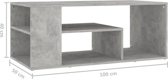 vidaXL Salontafel - Betongrijs - 100 x 50 x 40 cm - Stabiel en duurzaam ...