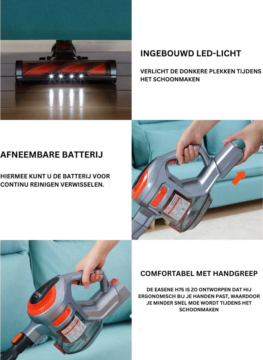 iLife H75 - steelstofzuiger zonder zak op accu - stofzuiger draadloos - snoerloos -... | bol