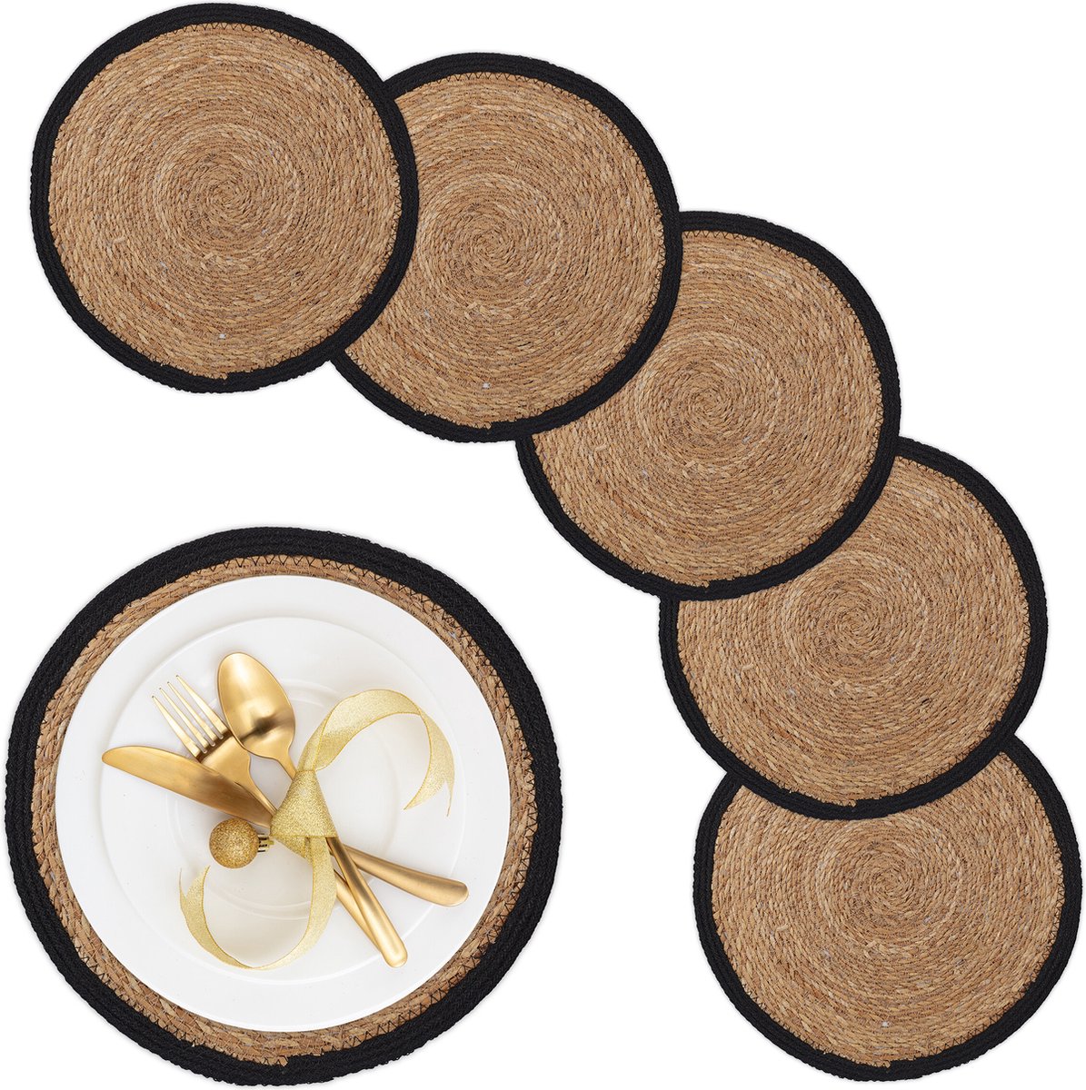 Relaxdays placemat - set van 6 - Ø 37 cm - tafel onderleggers ...