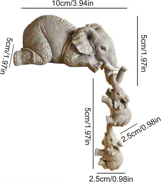 Olifantenfiguren, decoratief, hars olifant, sitter beeldje, hars figuur ...