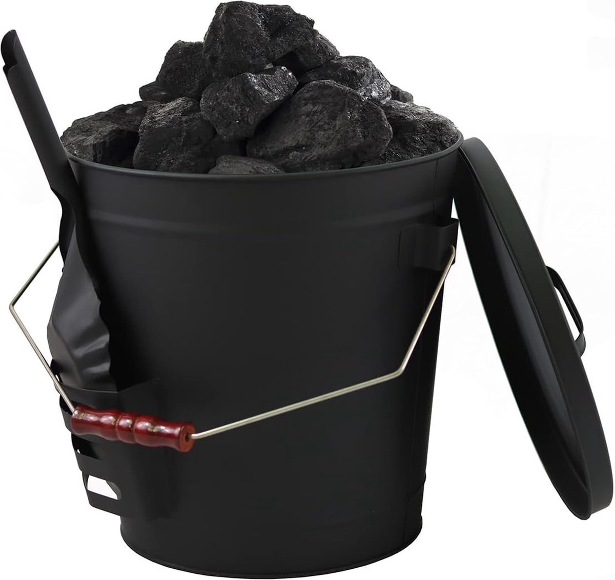 Asemmer met deksel en schep, reinigingsborstel, kolenemmerset met ...