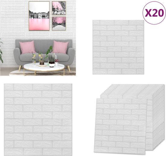 vidaXL 3D-behang zelfklevend 20 st bakstenen wit - Behang - Behangen ...