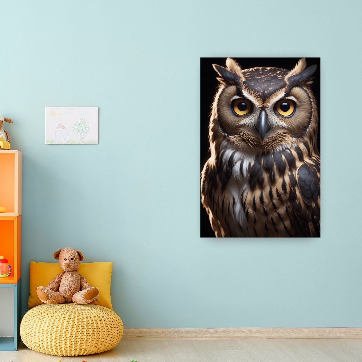 Uil donker portret poster - Vogel poster - Muurdecoratie uil ...