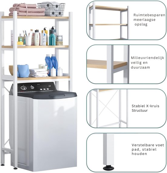 Wasmachine ombouw - Wasmachine meubel - Wasdroger kast - Wit ...