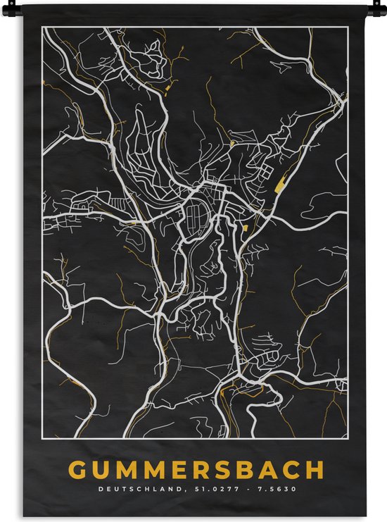 Wandkleed - Wanddoek - Gummersbach – Stadskaart – Gold – Plattegrond ...