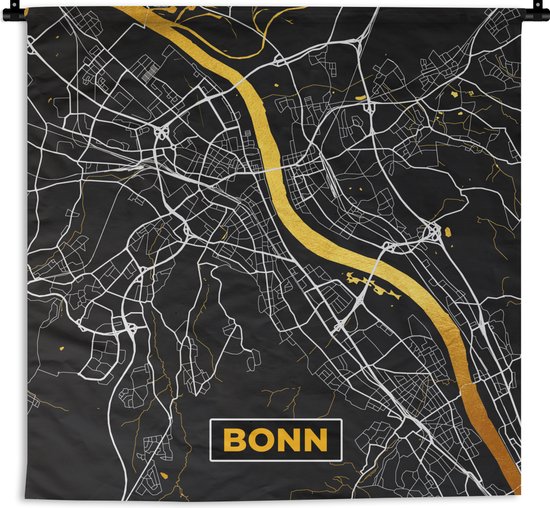 Wandkleed - Wanddoek - Bonn - Stadskaart - Plattegrond - Kaart - Goud ...