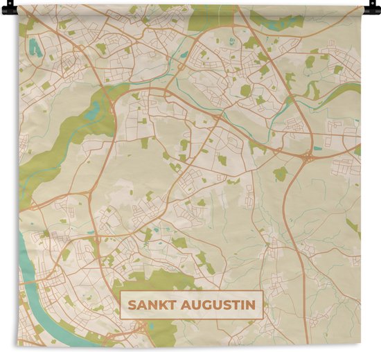 Wandkleed - Wanddoek - Sankt Augustin - Vintage - Plattegrond - Kaart ...