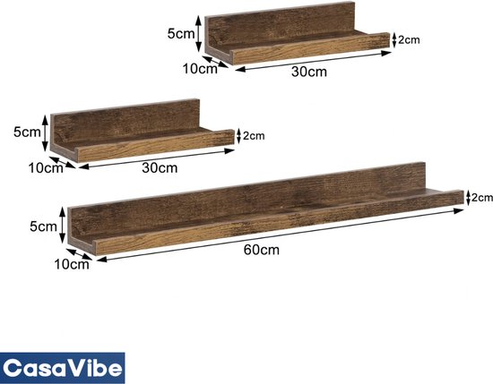 CasaVibe Wandplanken - Keuken - Woonkamer - Zwevend - Muurplank - Wand ...