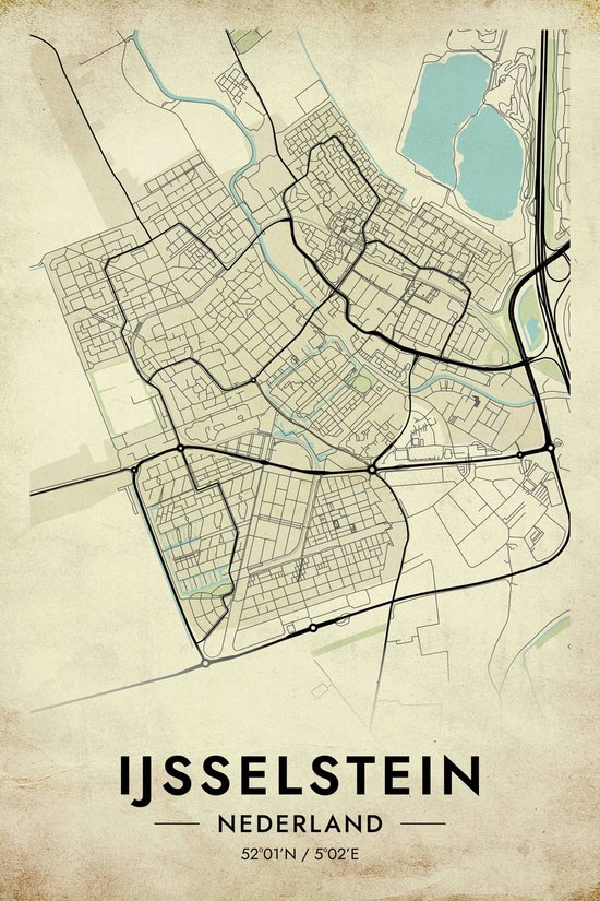 Ijsselstein Poster - Vintage - Ijsselstein Map - Kaart van Ijsselstein ...
