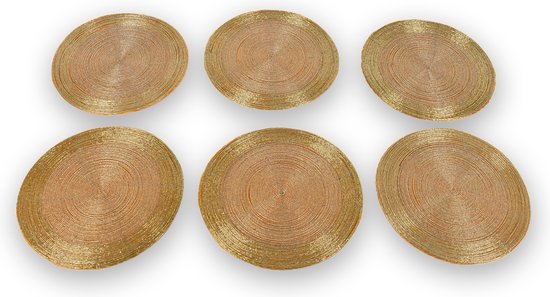 Set van 6 Ronde Luxe Gouden Kralen Placemats | Goud Onderzetters for ...