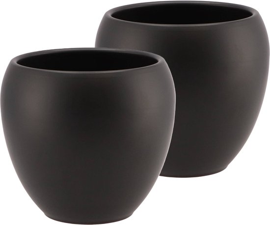DK Design Bloempot/plantenpot - 2x - Vinci - zwart mat - voor ...