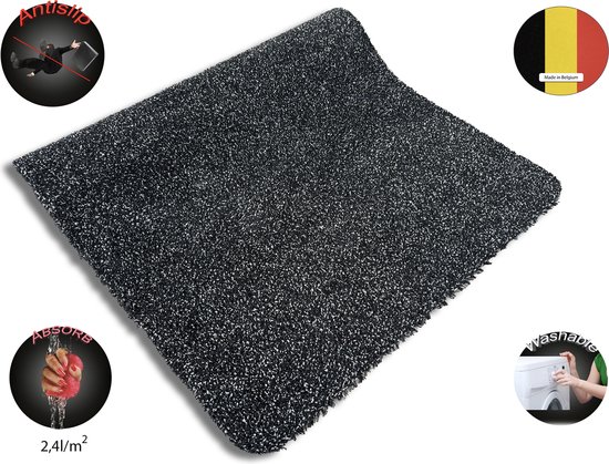 JYG binnen Deurmat SUPERABSORB KATCOT katoen zwart/antraciet 80x100cm ...