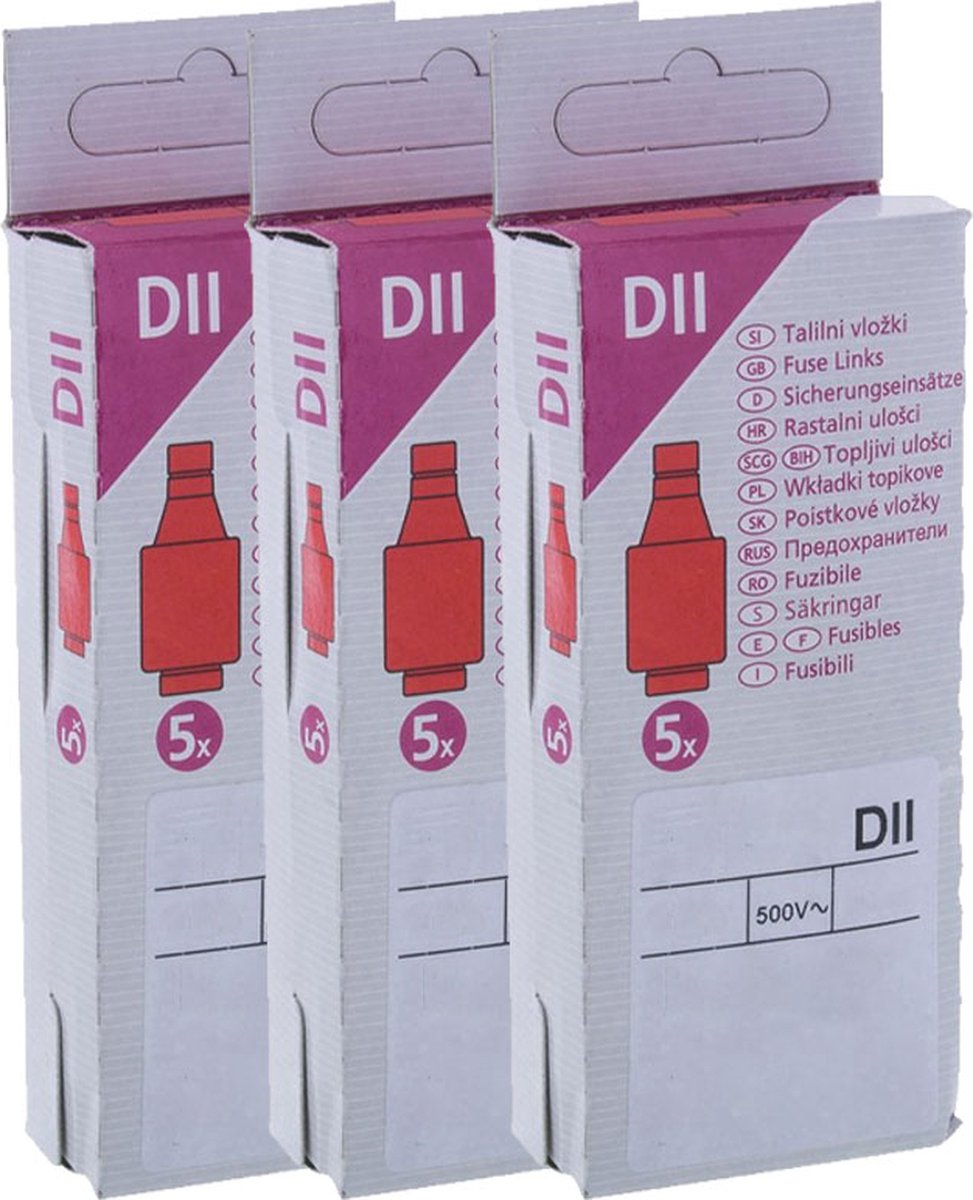 Meterkast zekering DII - D-Patronen - 25A 500V - Traag - gG - 3×5 stuks ...