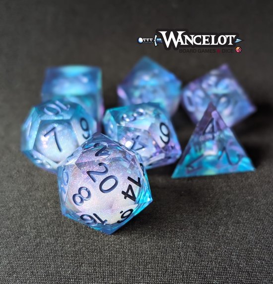 Indigo Aurora Sharp Edge Liquid Core Dice set - dobbelstenen set - DnD ...