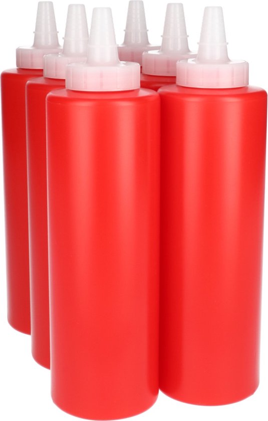 6x Knijpbare Doseerfles 500 ml met Tuitdop - Sausfles, Knijpfles ...