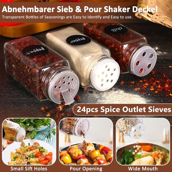 Kruidenpotjesset, Vierkante Kruidenpotjes met Houten Deksel [24 x 120 ml]... | bol