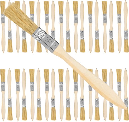Kurtzy 12,7 mm Verfkwasten (36 Pak) – Professioneel Houten Handvatten ...