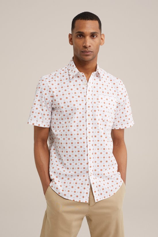 WE Fashion Heren korte mouw geprint poplin overhemd met stretch | bol