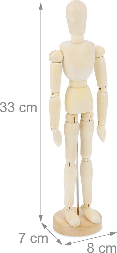 Relaxdays 2x houten tekenpop - ledenpop - beweegbaar - tekenhulp - met ...