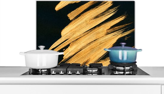 Spatscherm keuken 60x40 cm - Kookplaat achterwand Goud - Verf - Strepen ...