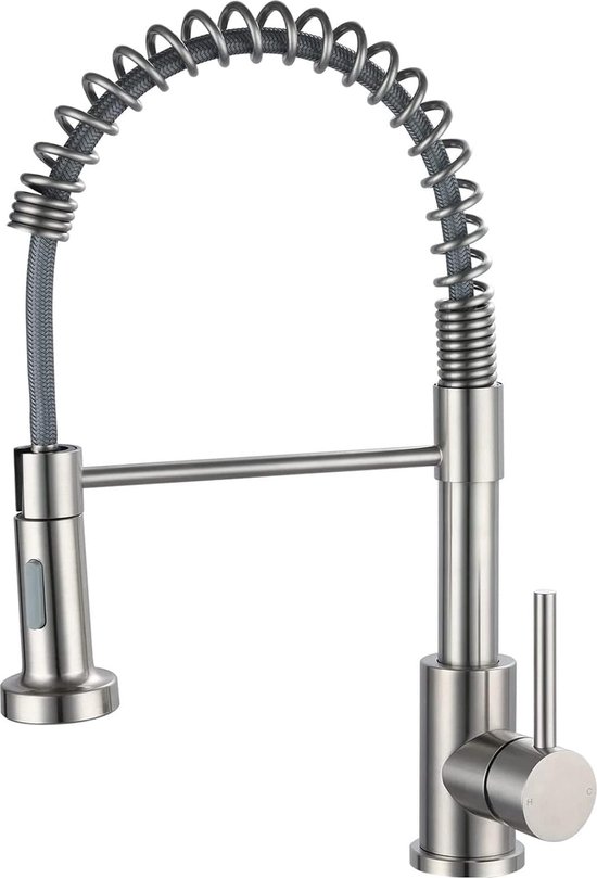 Keukenkraan voor keuken, lagedruk keukenkraan met sproeier, uittrekbare kraan,... | bol