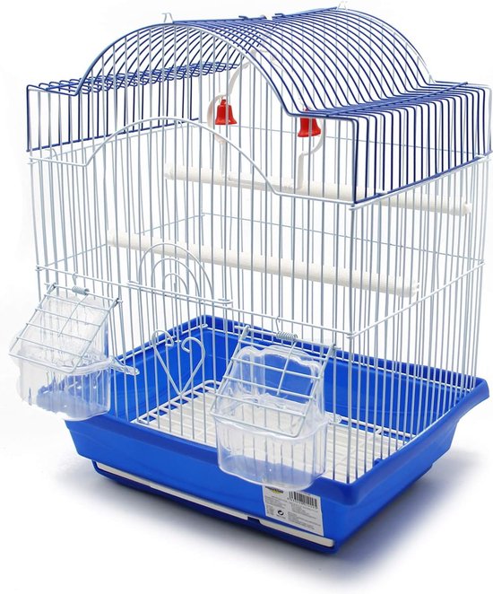 Vogelkooi van metaal met voederbak, drinkbak, springbak, kleur ...