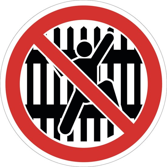 5 Stickers van 20 cm | 5x 20cm Verboden over het hek te klimmen Ronde ...