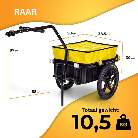 Fietskar Bagage - Fietsaanhanger voor Kinderen - Zwart met Geel | bol