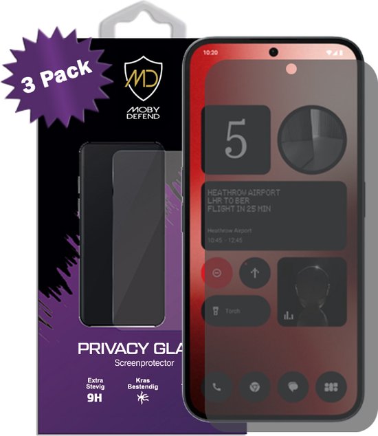 3-Pack MobyDefend Nothing Phone (2a) Screenprotectors - HD Privacy ...