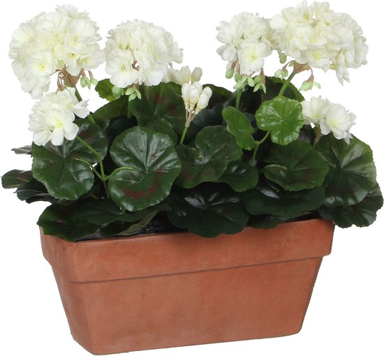 Mica Decorations Geranium Kunstplant in Balkonbak - L29 x B13 x H40 cm - Wit | bol