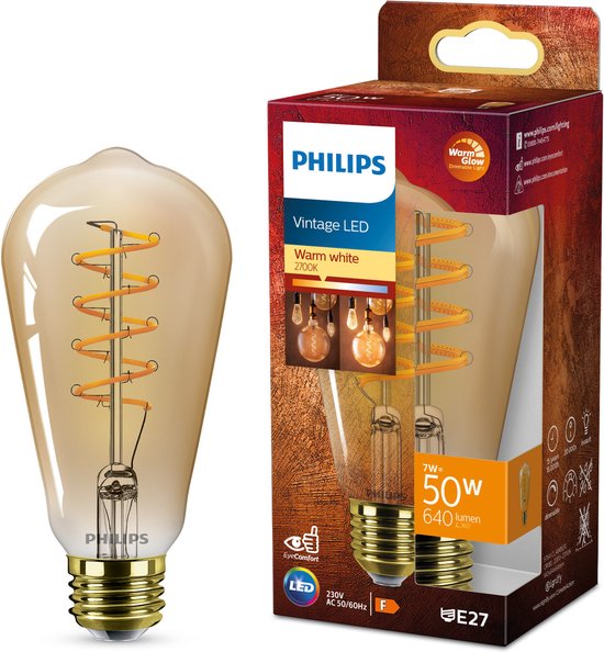 Philips Deco LED WarmGlow - E27 fitting - ST64 Edison lampvorm - 50W | bol