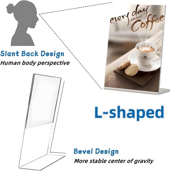 Acryl Teken Houder A4 - 5 Stuks Tafelstandaard L-vormig Clear Poster ...