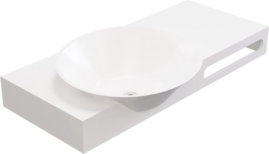 Vente-unique Hangende vaste wastafel met handdoekhouder - Wit - L100 x ... Vente-unique Hangende vaste wastafel met handdoekhouder - Wit - L100 x ...