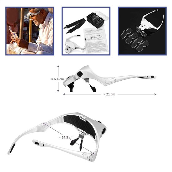 Loepbril - Vergrootglas Bril - Vergrootbril - Loepbril Met Led ...
