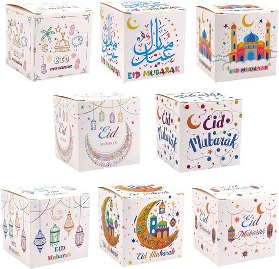 TSLBW Snoep traktatie doos 16 stuks 8 stijlen Eid Mubarak Dozen Zoet ...