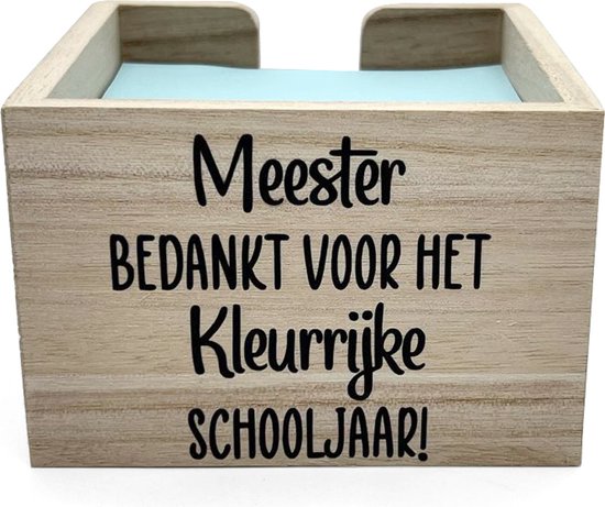memoblok van hout - Meester - meester cadeau - bedankt meester ...