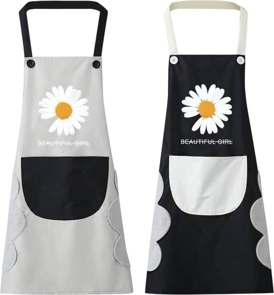 2 stuks kookschort voor dames, schort, verstelbare keukenschort met ...