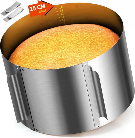 Taartring verstelbaar hoog 15 cm - roestvrij stalen bakring Ø 16-30 cm, stabiele... | bol