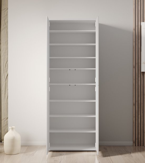 MEUBELLA Schoenenkast Amber - Moderne kast met 4 deuren - Lichtgrijs ...