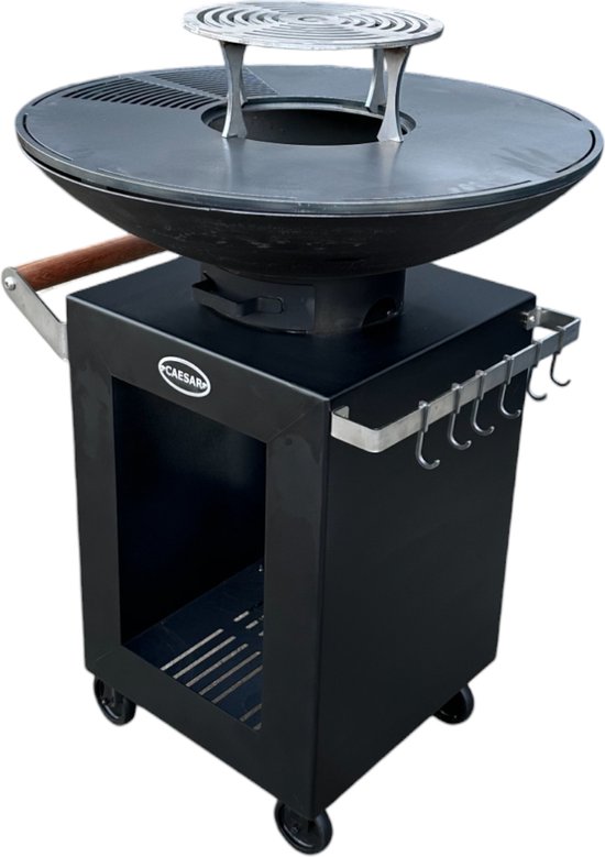Caesar - Vuurschaal BBQ - Bakplaat Barbecue - Diameter 80cm - Wielen - Aslade | bol