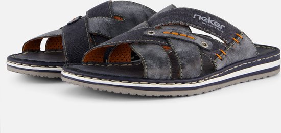 Rieker Serbia Slippers blauw Leer - Maat 42 | bol