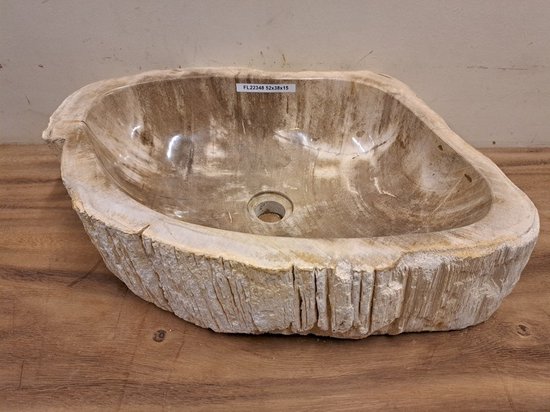 Waskom van versteend hout - 52x38x15cm - FL22348 | bol