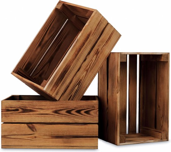 Houten Kist Mini Vintage Gevlamd 30x20x15 Wijnkisten Hout Vintage Fruitkist Hout Bol