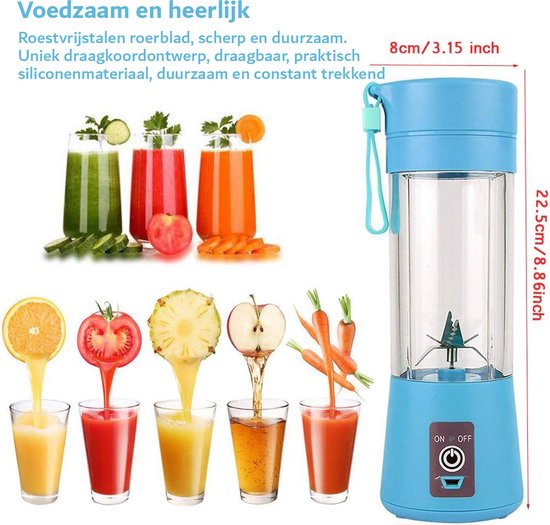 Blender - Staafmixer - Mixer - Incl 6 Roestvrijstalen Mesbladen - 380ml ...