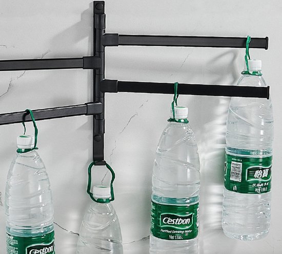 4-armige Handdoekenrek Zonder Boren - Handdoek ophangrek - 180 graden ...