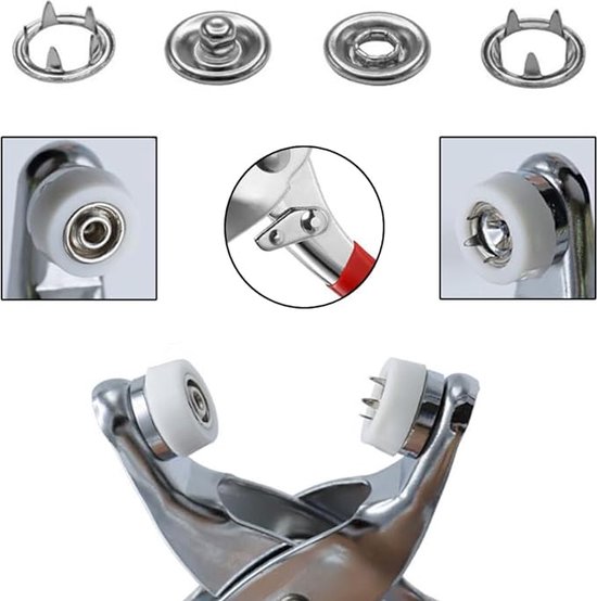 Set van 100 drukknopen, drukknopen, met tang, drukknopen, zonder naaien ...