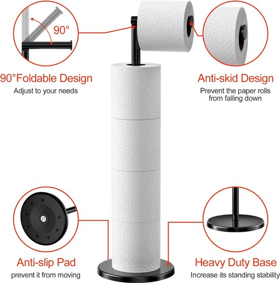 Toiletrolhouder staand, roestvrij stalen wc-rolhouder staand, wc ...