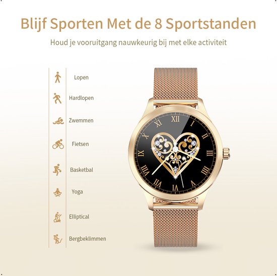 FITNOVA Luxe Smartwatch Dames - met Stappenteller, Saturatiemeter ...